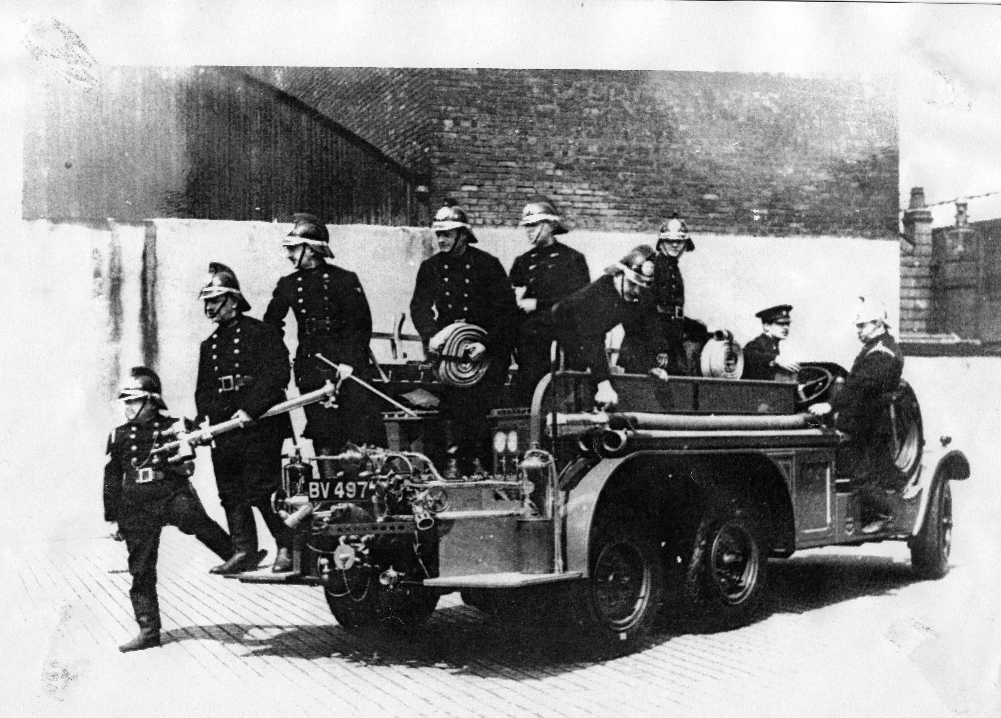 1930's View Of Fire Engine Next To Tower | | Blackburn Fire History