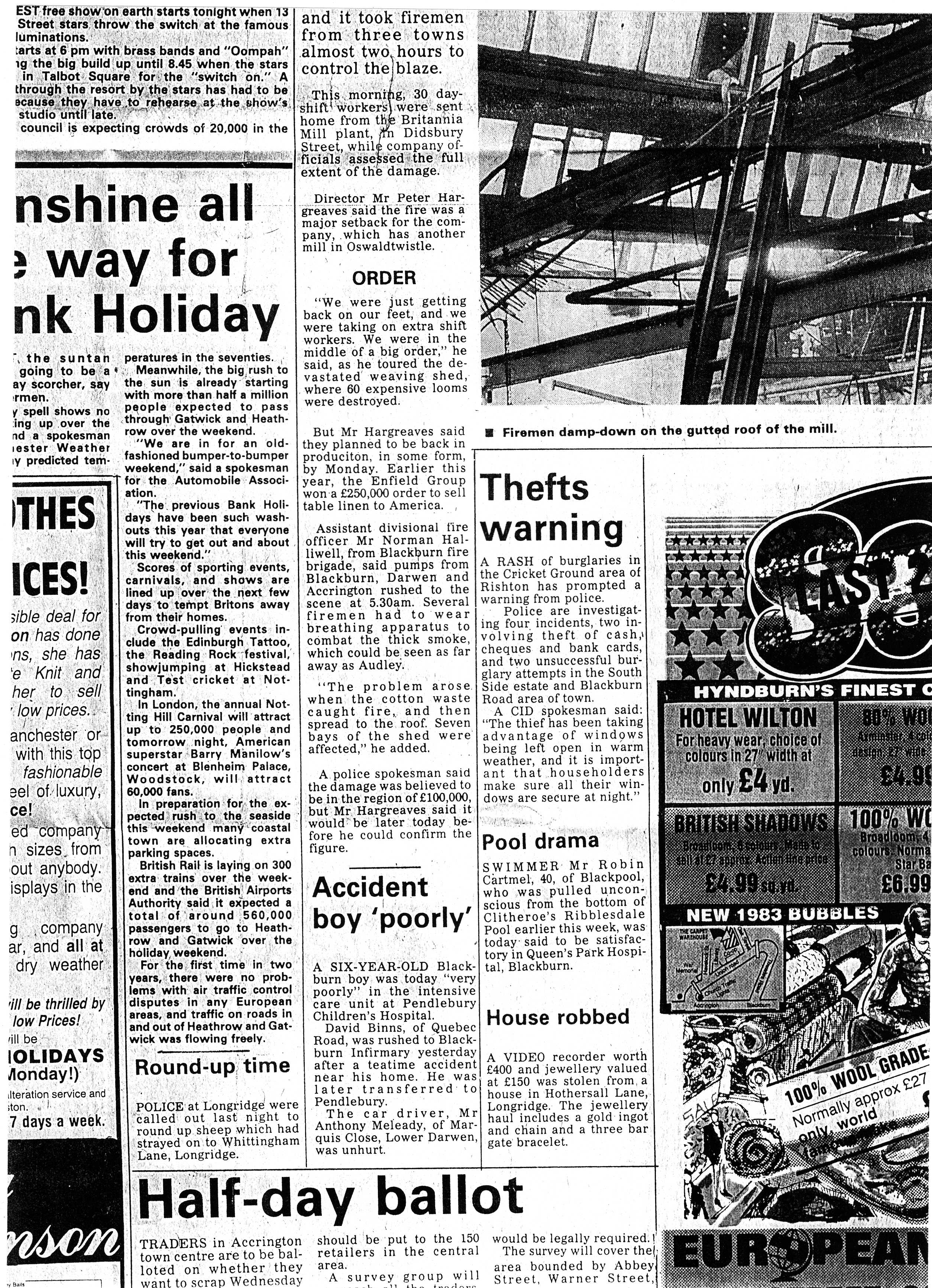 Enfield Manufacturing, Brittania Mill 1983 | | Blackburn Fire History