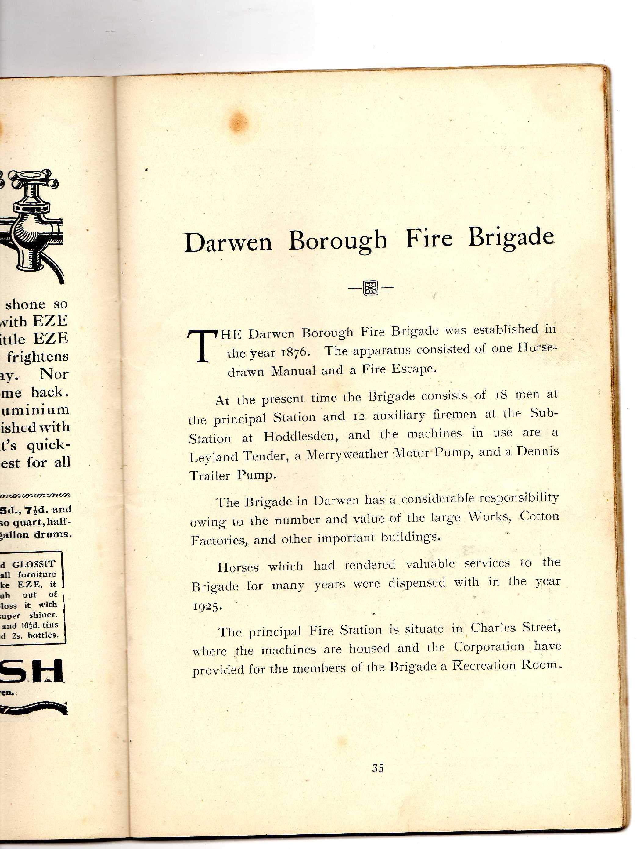 Darwen Borough Fire Brigade 1920's | | Blackburn Fire History