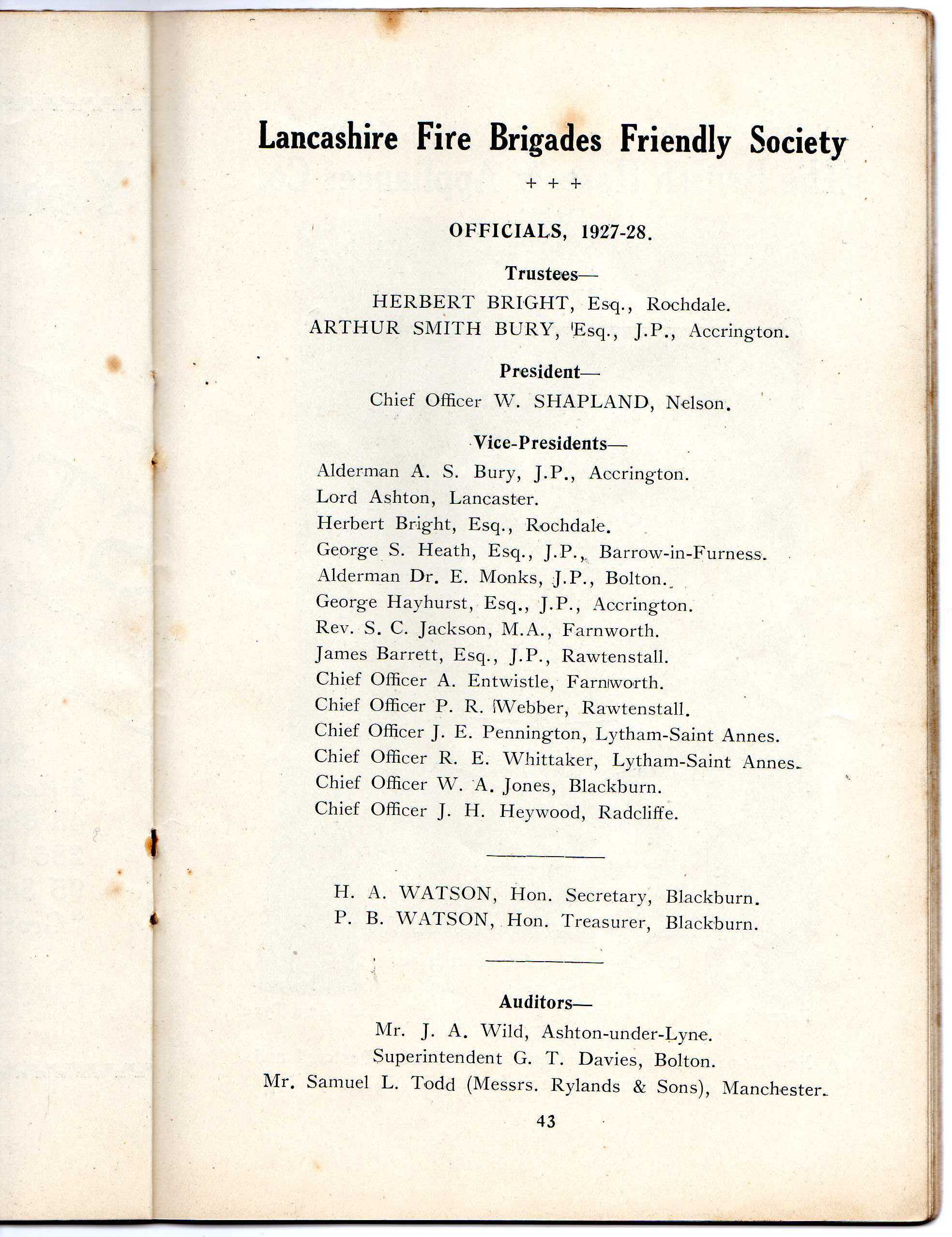 Darwen Borough Fire Brigade 1920's | | Blackburn Fire History