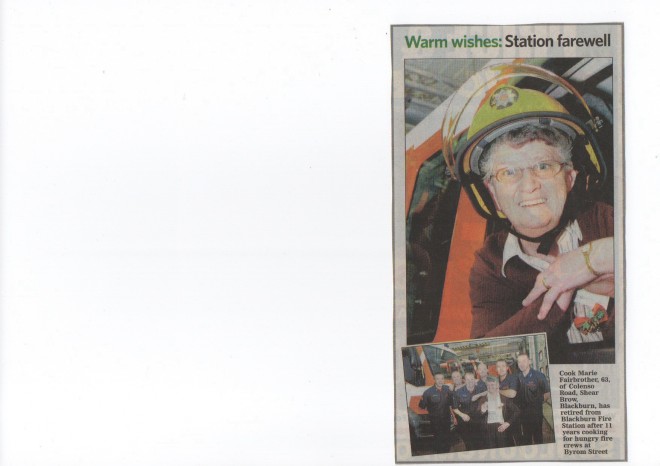 Station Cook Says Goodbye | | Blackburn Fire History