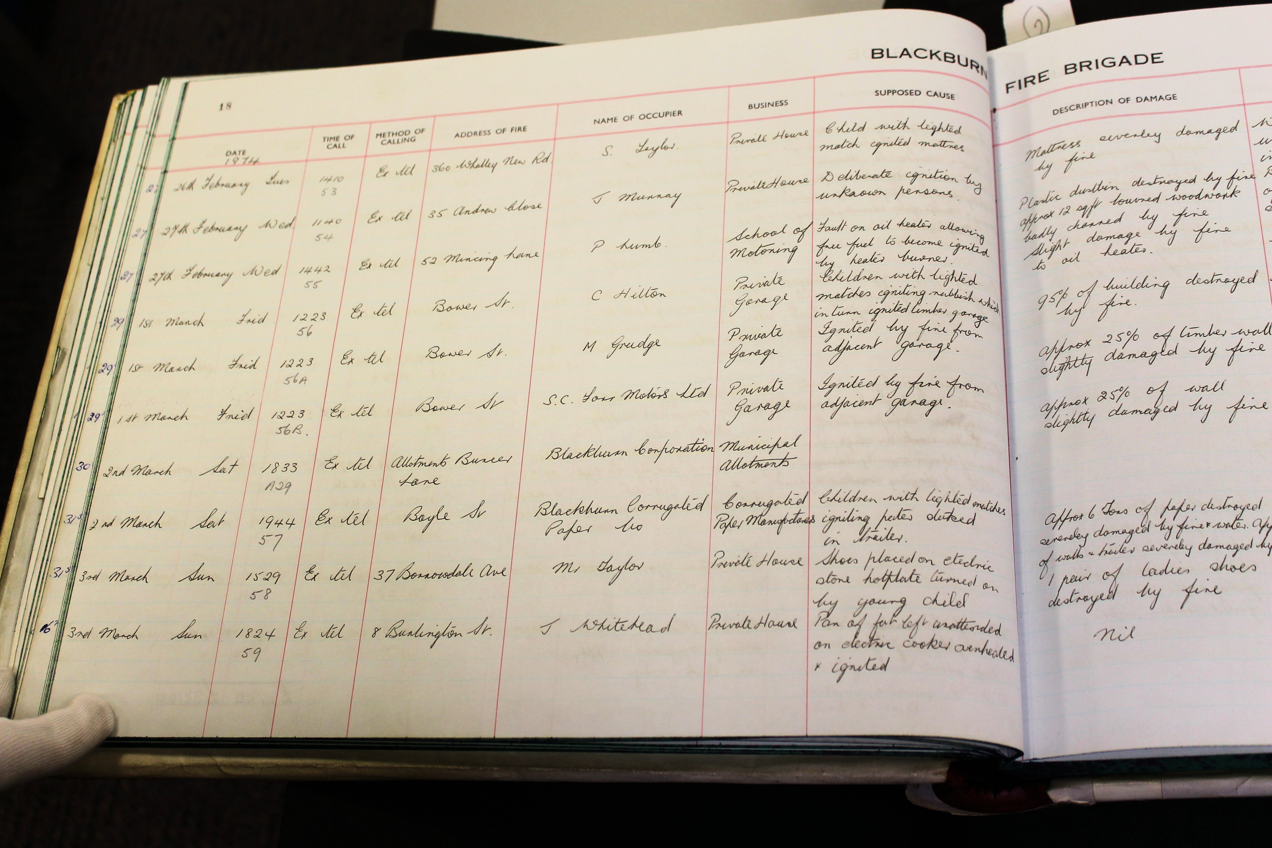 Fire Record Book No 20. Nov 1973-March1974 | | Blackburn Fire History