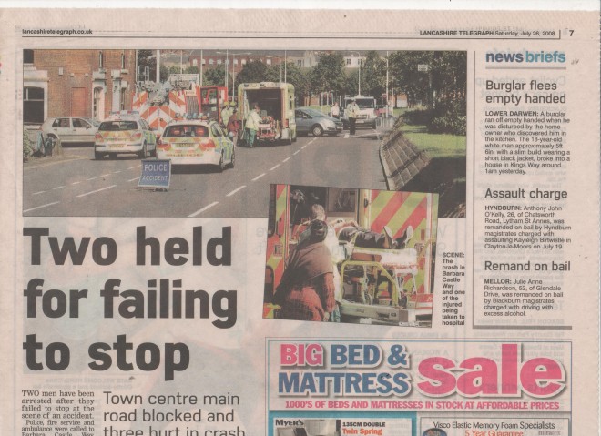 Barbara Castle Way Road Accident | | Blackburn Fire History